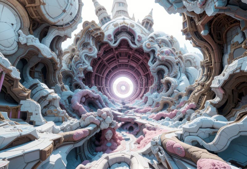 Futuristic Abstract Structures with Tunnel Leading To Vibrant Central ...