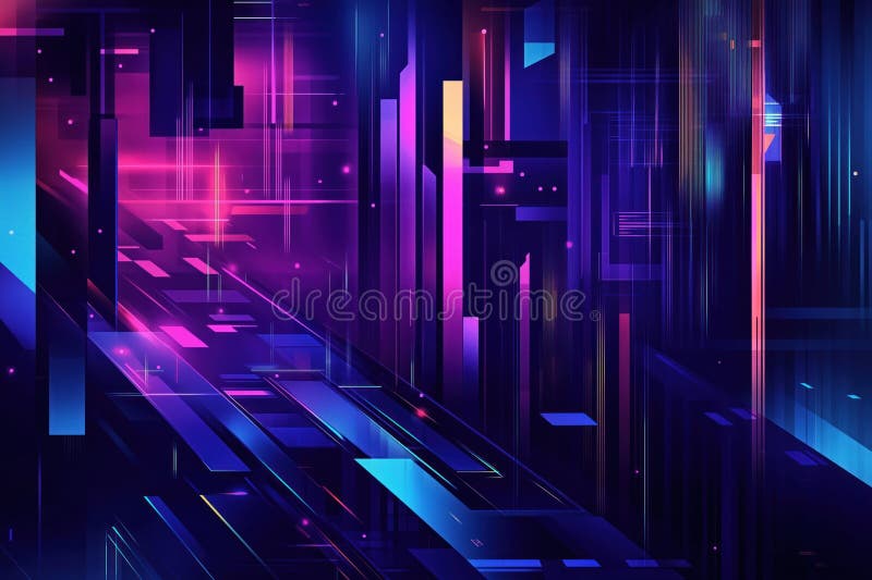 Futuristic Abstract Tech Background. Neon Colors, Geometric Shapes ...