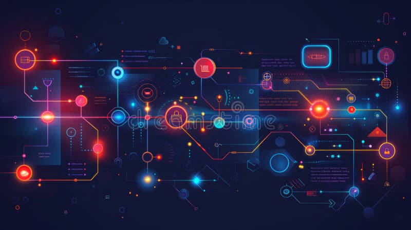 Futuristic Abstract Technology Background Featuring a Complex Network ...