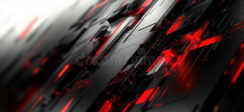 Futuristic Abstract Technology Background with Red and Black Geometric ...