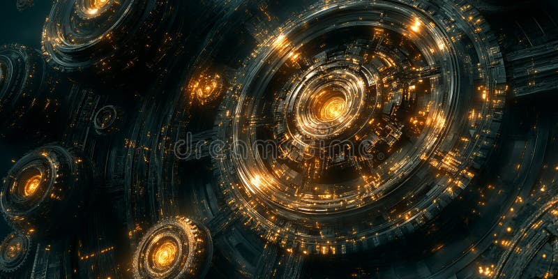 Futuristic Abstract Technology Design with Glowing Circular Patterns ...