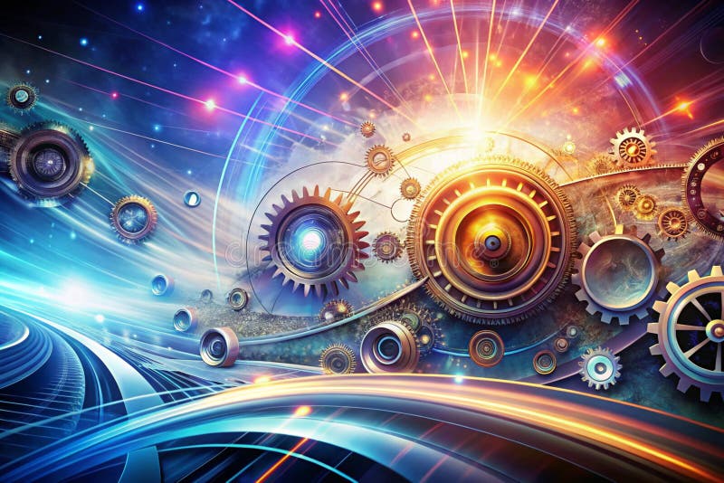 Fantasy Abstract Technology and Engineering Background with Original ...