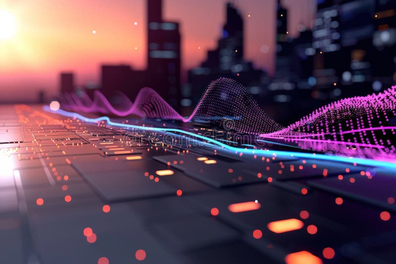 Futuristic Abstract Technology Mesh with Dots Connection - Digital Data ...