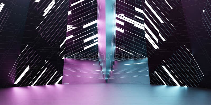 Futuristic Abstract Technology Studio Interior Wallpaper with Neon ...