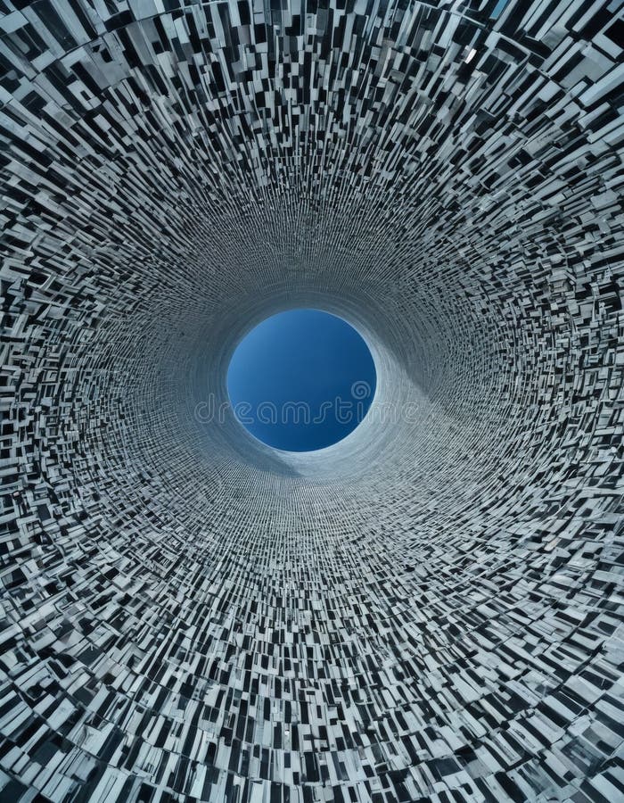 Futuristic Abstract Tunnel with Blue Sky Center Stock Photo - Image of ...