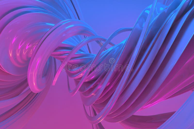 Futuristic Abstract Twisted Ribbons with Vibrant Pink and Blue Gradient ...