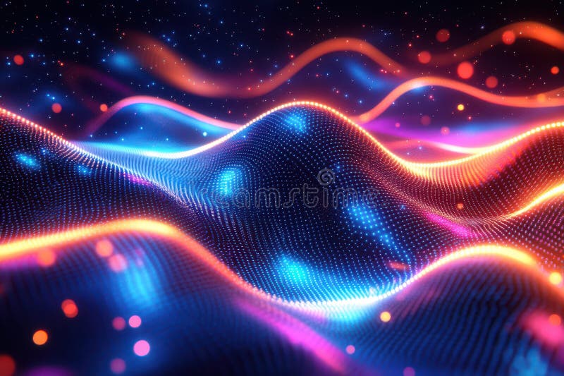Futuristic Abstract Wave of Colorful Pixel Dots and Lines Vector ...