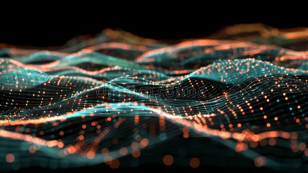 Futuristic Abstract Waveform, Digital Data Stream Visualization, Technology Background Stock ...