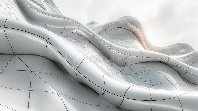 Futuristic Abstract Wavy Metallic Architecture Stock Illustration ...