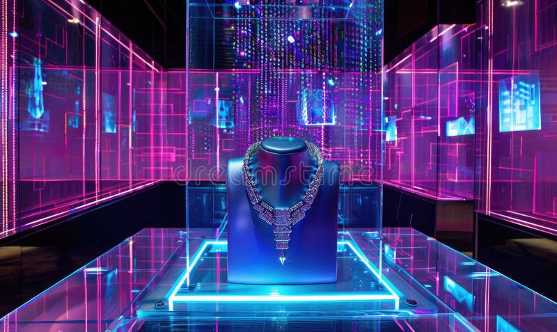 A Futuristic Acrylic Pedestal with LED Strips, Featuring a Futuristic ...