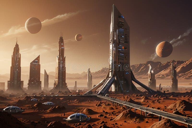 Futuristic Advance City in Mars Planet Stock Image - Image of ecosystem ...