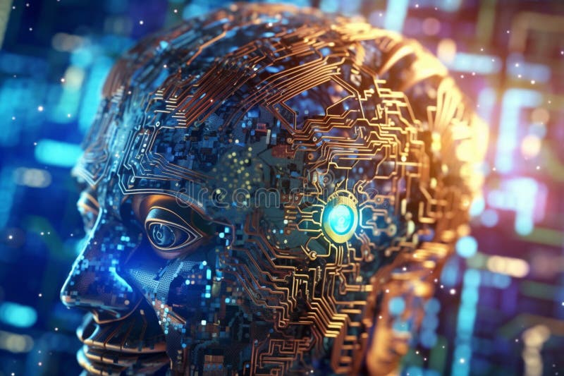 Futuristic Advanced Robot Analyzing Data - Technology Related 3D ...