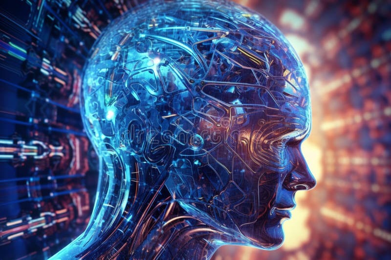 Futuristic Advanced Robot Analyzing Data - Technology Related 3D ...