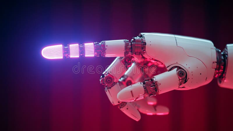 Futuristic Advanced Robotics Arm Concept with Illuminated AI Digital ...