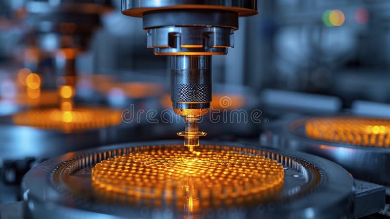 A Machine Working in Progress To Produce Computer Chip Stock Image ...
