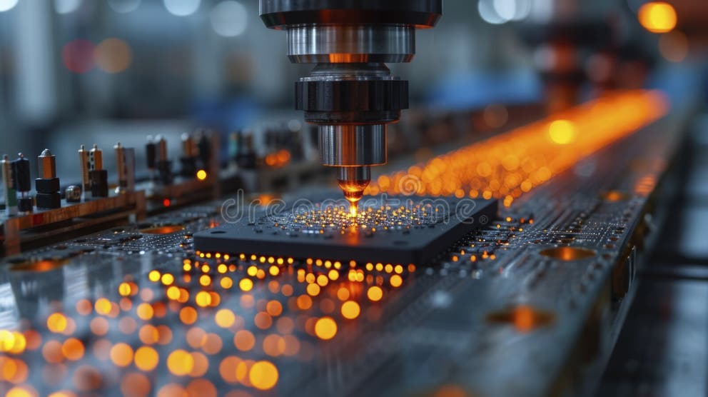 A Machine Working in Progress To Produce Computer Chip Stock Photo ...