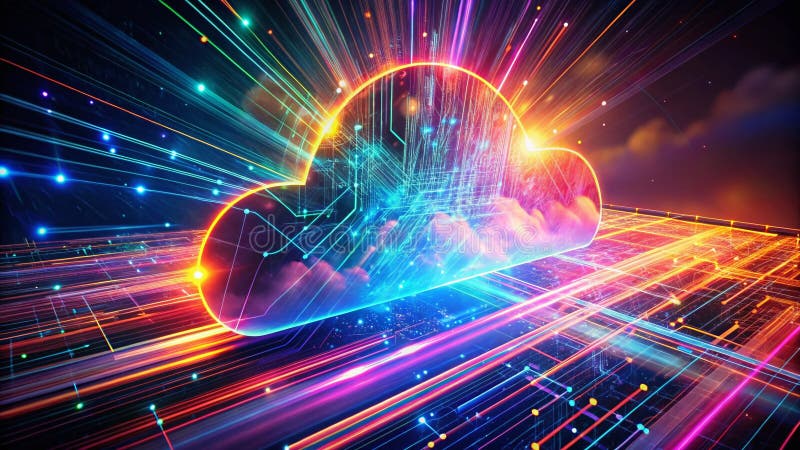 Futuristic Aerial View of a Dynamic Digital Cloud Computing Network ...