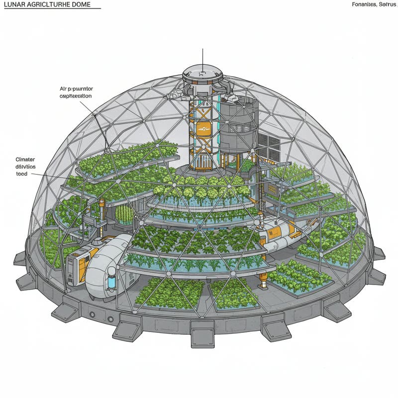 Futuristic Agricultural Dome Featuring a Geodesic Structure. Inside ...