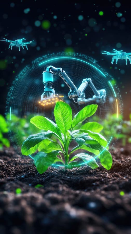Futuristic Agricultural Technology with Drone and Robotic Arm Enhancing ...
