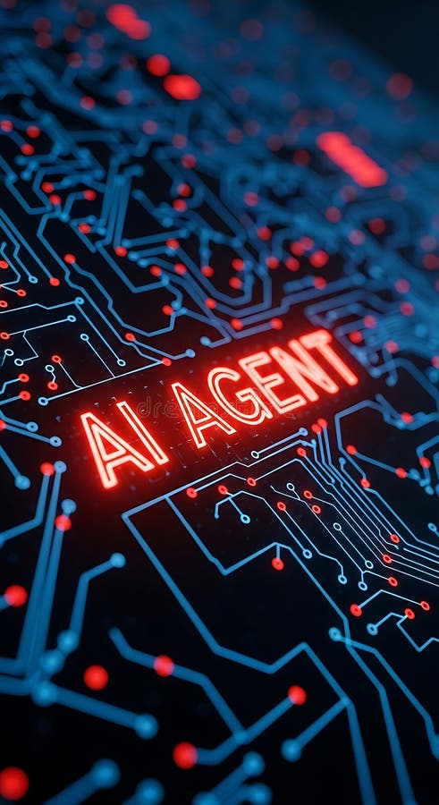 Futuristic Ai Agent Concept Depicted on a Circuit Board with Glowing ...