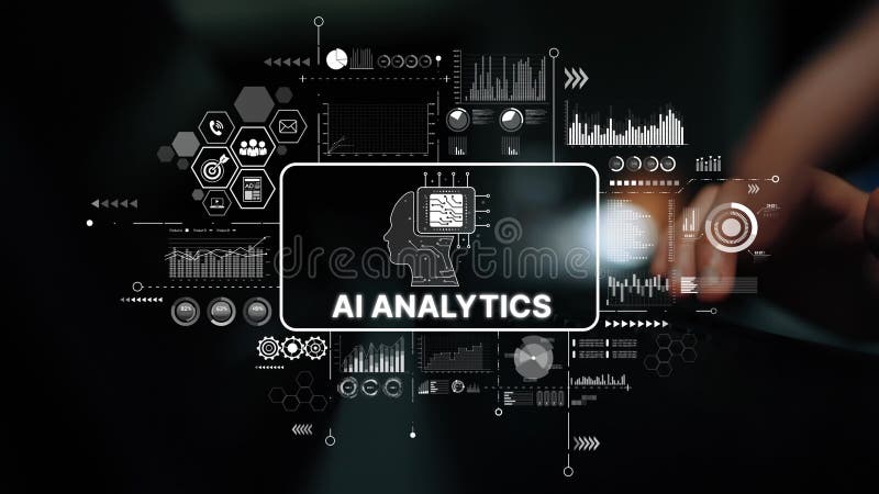 Futuristic AI Analytics Concept with Digital Graphs and Data Visualization Elements. Asymptotic ...