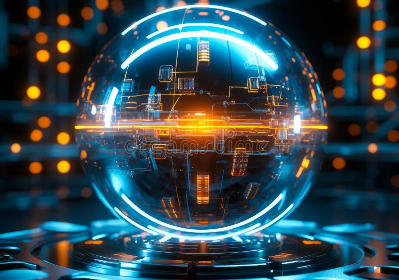 Futuristic AI Assistant Spherical Orb Powerful Software Interface ...