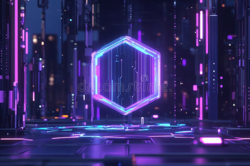 A Futuristic AI Assistant Visualized As a Floating Hexagonal ...