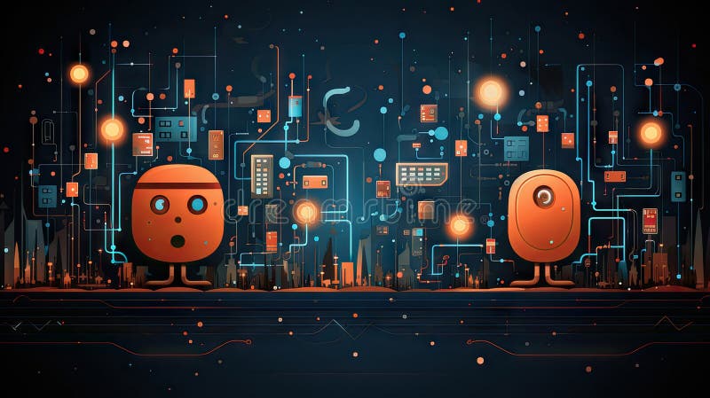 Futuristic AI Bots Communicating in a High-Tech Digital Circuit ...