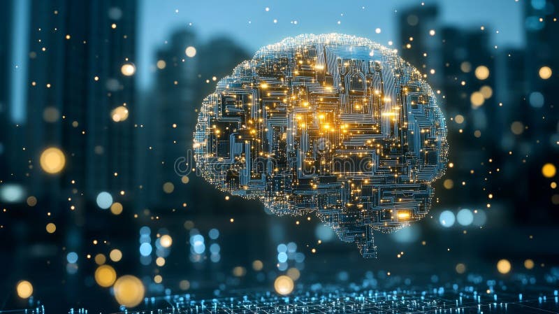 Futuristic AI Brain Chip Motherboard, Illuminated Network, Artificial ...