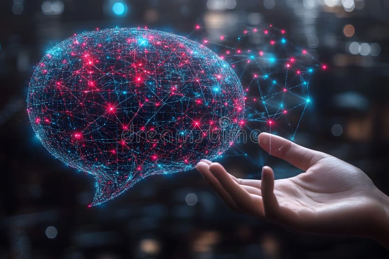 Futuristic AI Brain Concept with Hand Interaction for Technology Design ...