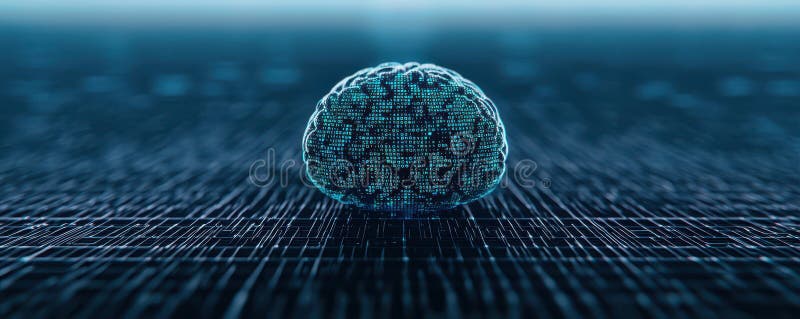 Futuristic AI Brain Digital Data Cyber Technology Neural Network Abstract Background Stock ...