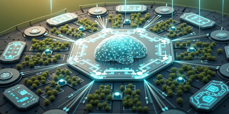 Futuristic AI Brain Interface: Advanced Neurotec Stock Illustration ...