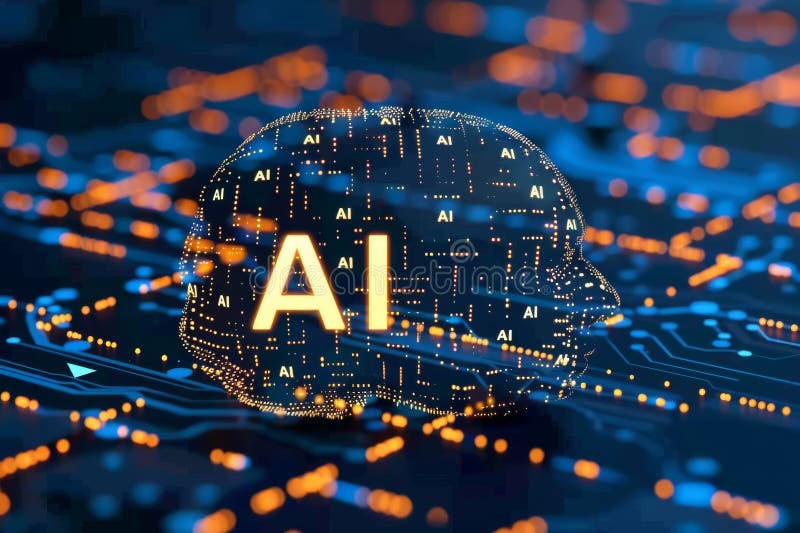 Futuristic AI Brain Model with Glowing Circuits, Representing the ...