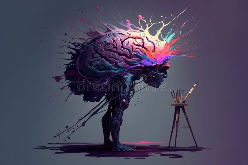Ai Brain with Neural Connections Studying To Draw, Created with ...