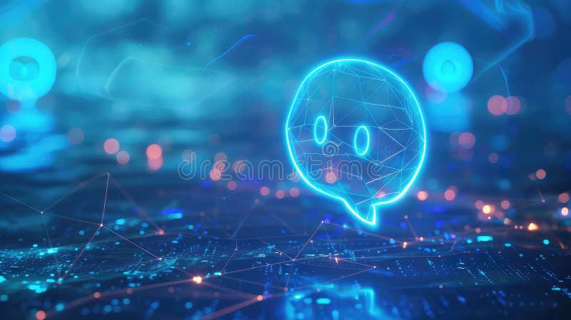 Futuristic AI Chat Interface Displayed in Illuminated Digital Speech ...