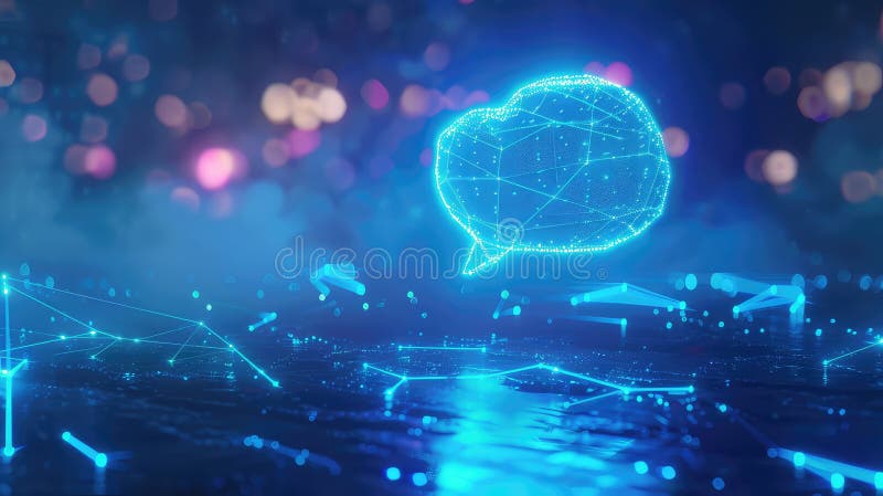 Futuristic AI Chat Interface Displayed in Illuminated Digital Speech ...
