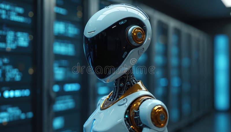 Futuristic Robot Woman Server Room Stock Photos - Free & Royalty-Free ...