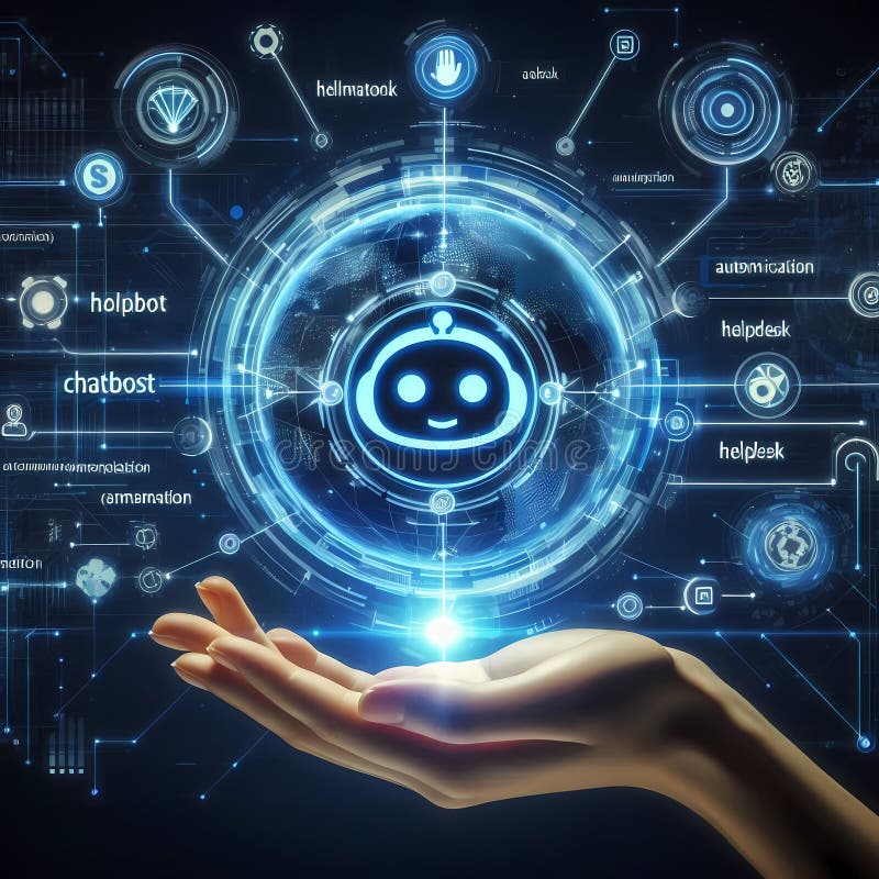 Futuristic AI Chatbot Interface in Hand, Symbolizing Automation and ...