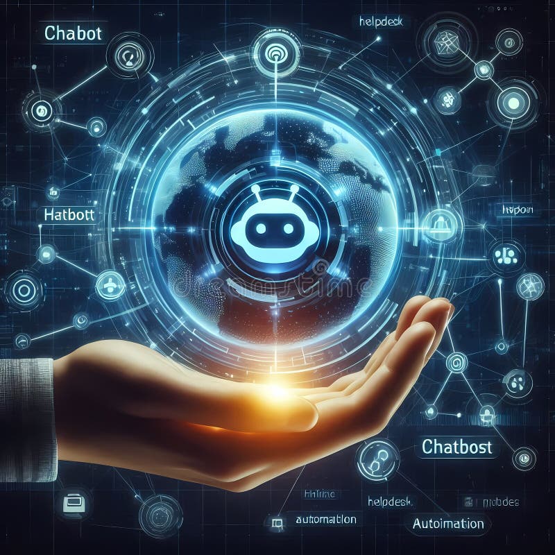 Futuristic AI Chatbot Interface in Hand, Symbolizing Automation and ...