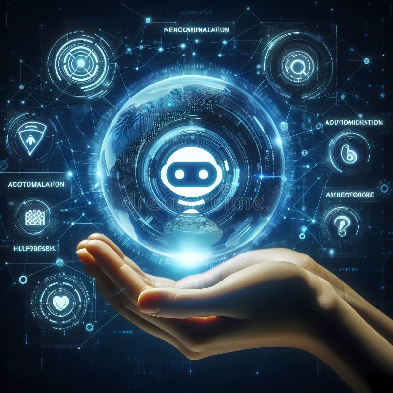 Futuristic AI Chatbot Interface in Hand, Symbolizing Automation and ...