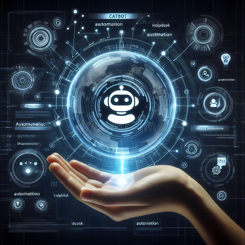 Futuristic AI Chatbot Interface in Hand, Symbolizing Automation and ...
