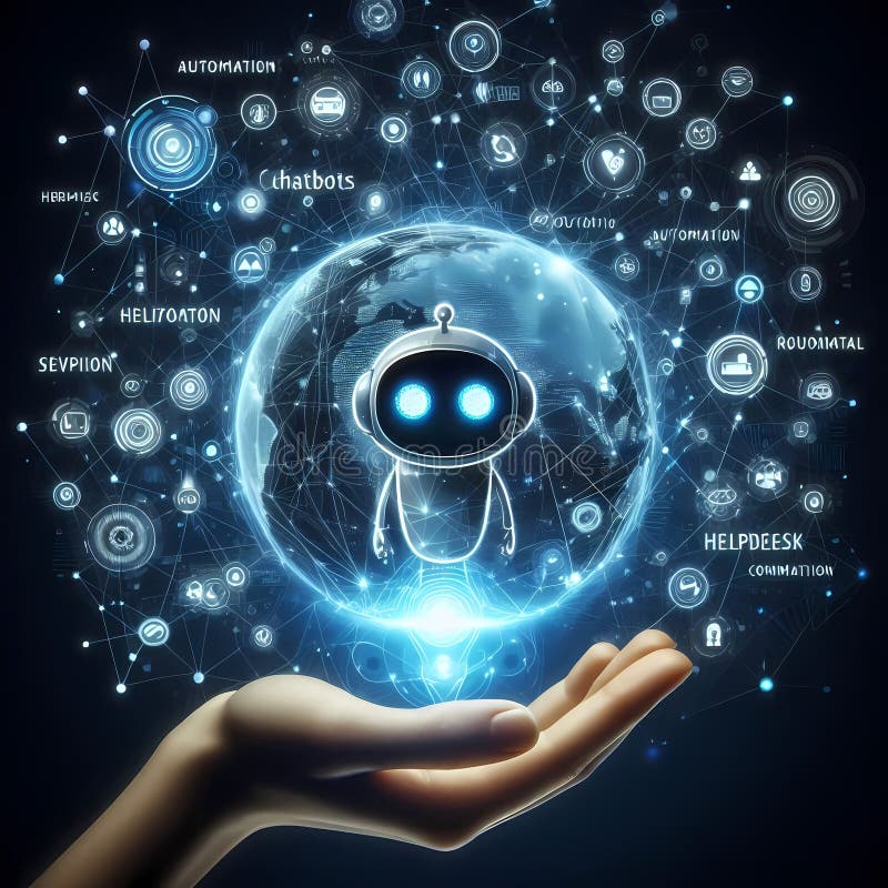 Futuristic AI Chatbot Interface in Hand, Symbolizing Automation and ...