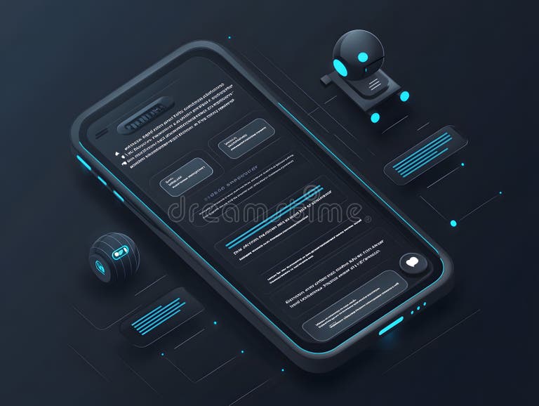 Futuristic AI Chatbot Interface with Speech Bubbles and Digital ...