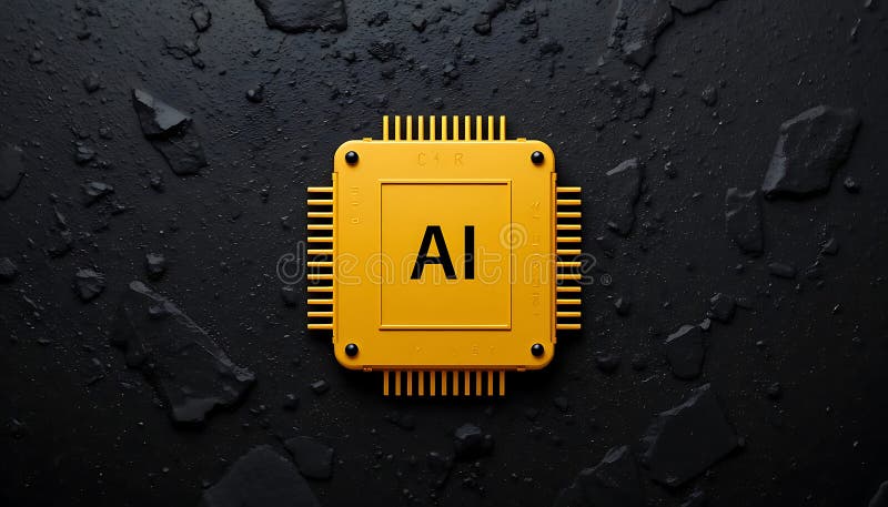 Futuristic AI Chip on Black Texture. Cpu. Artificial Intelligence Chip ...