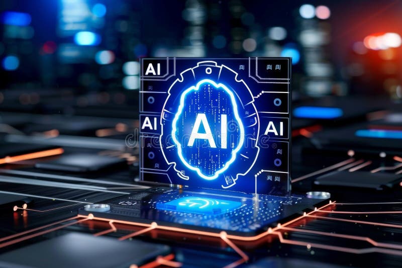 Futuristic AI Chip on Circuit Board, Modern Technology, Digital ...