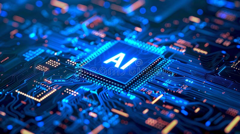Futuristic AI Chip on a Circuit Board. Technology and Innovation ...