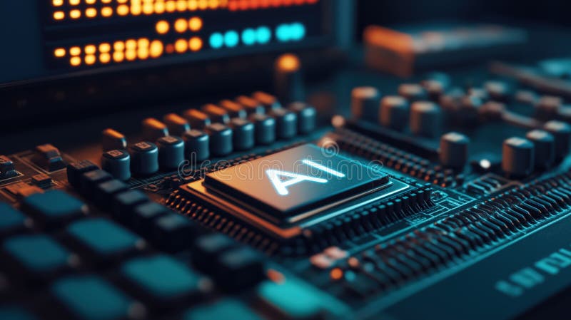 A Futuristic AI Chip Design with Intricate Circuitry and Glowing ...