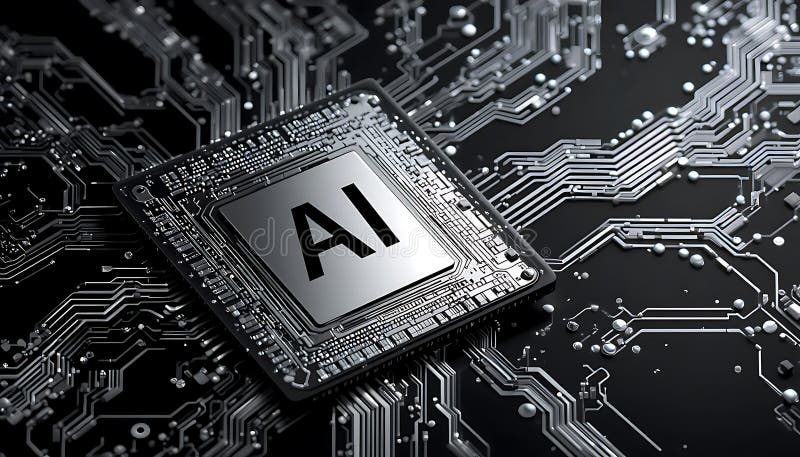 Futuristic AI Chip with Glowing Circuit Board, Artificial Intelligence ...