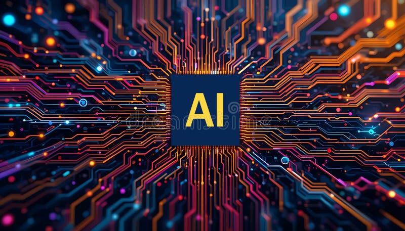 Futuristic AI Chip with Glowing Circuit Board, Artificial Intelligence ...
