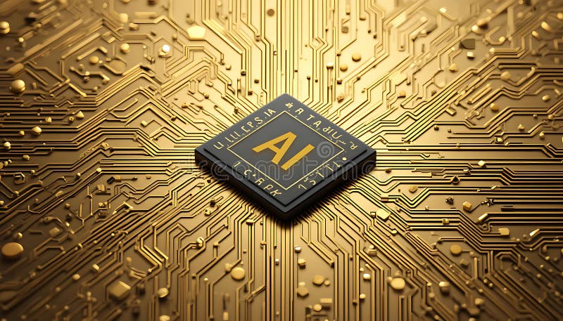Futuristic AI Chip with Glowing Circuit Board, Artificial Intelligence ...